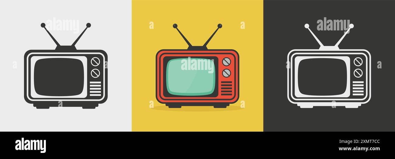 Vector Vintage TV Icon Set. Vintage TV Design Template. Retro TV Symbol ...