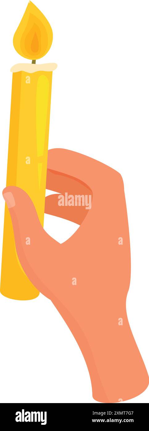 Hand is holding a burning candle, providing a warm and comforting light ...