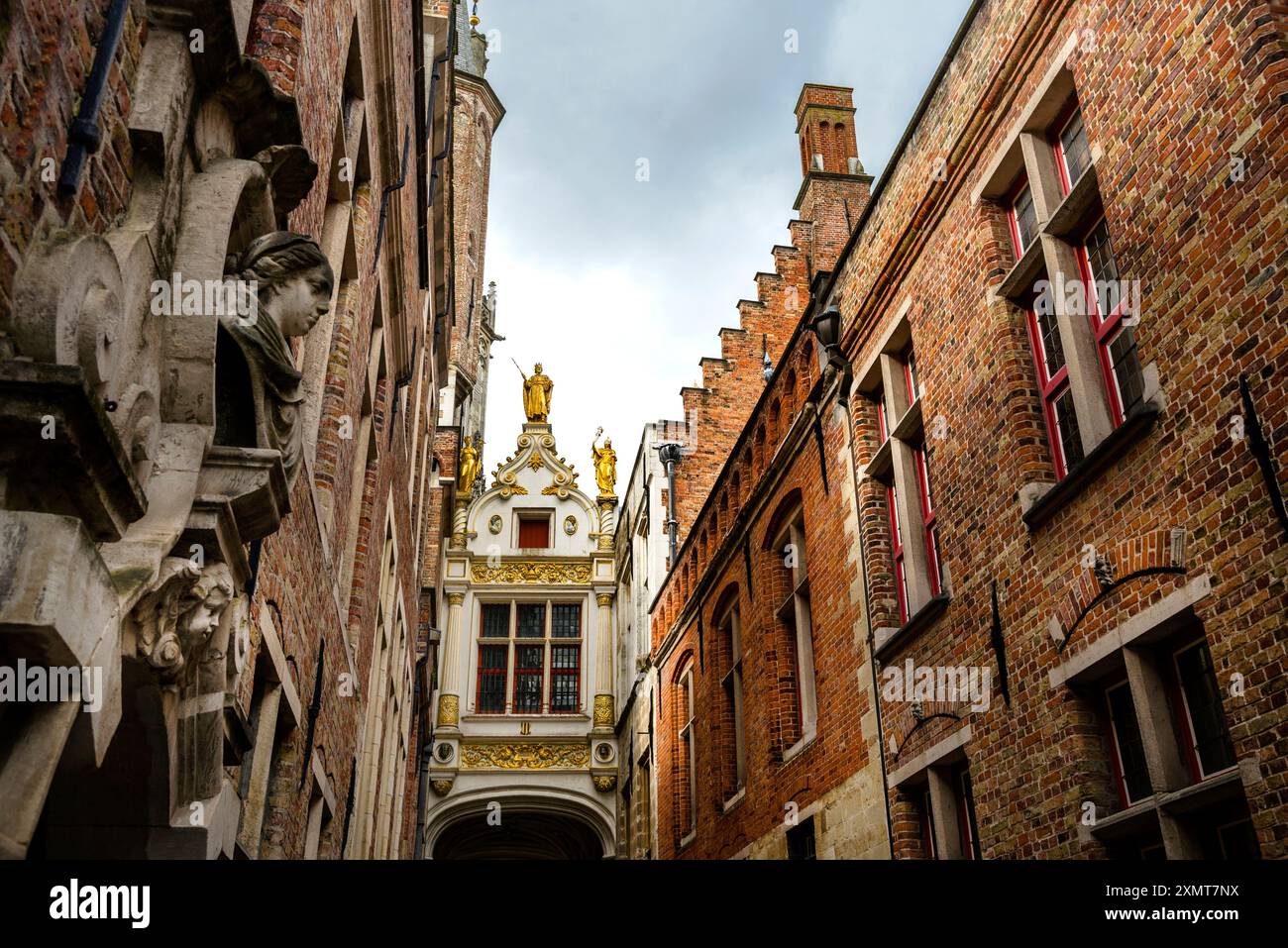 Brick stepped gable in Bruges, Belgium and Baroque Blind Donkey Alley ...