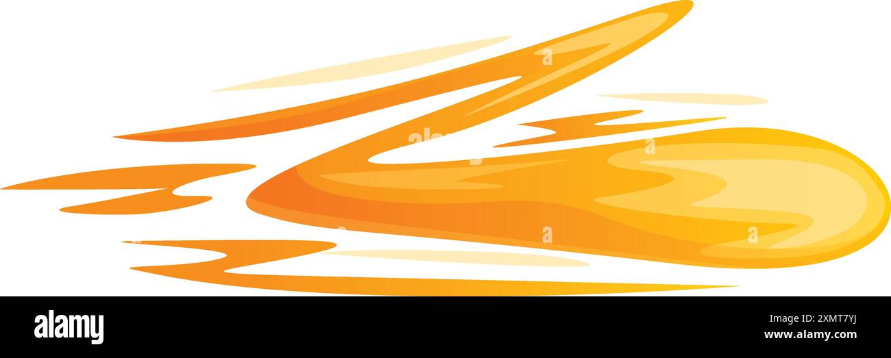 Cartoon illustration of a bright orange fireball rushing through space ...