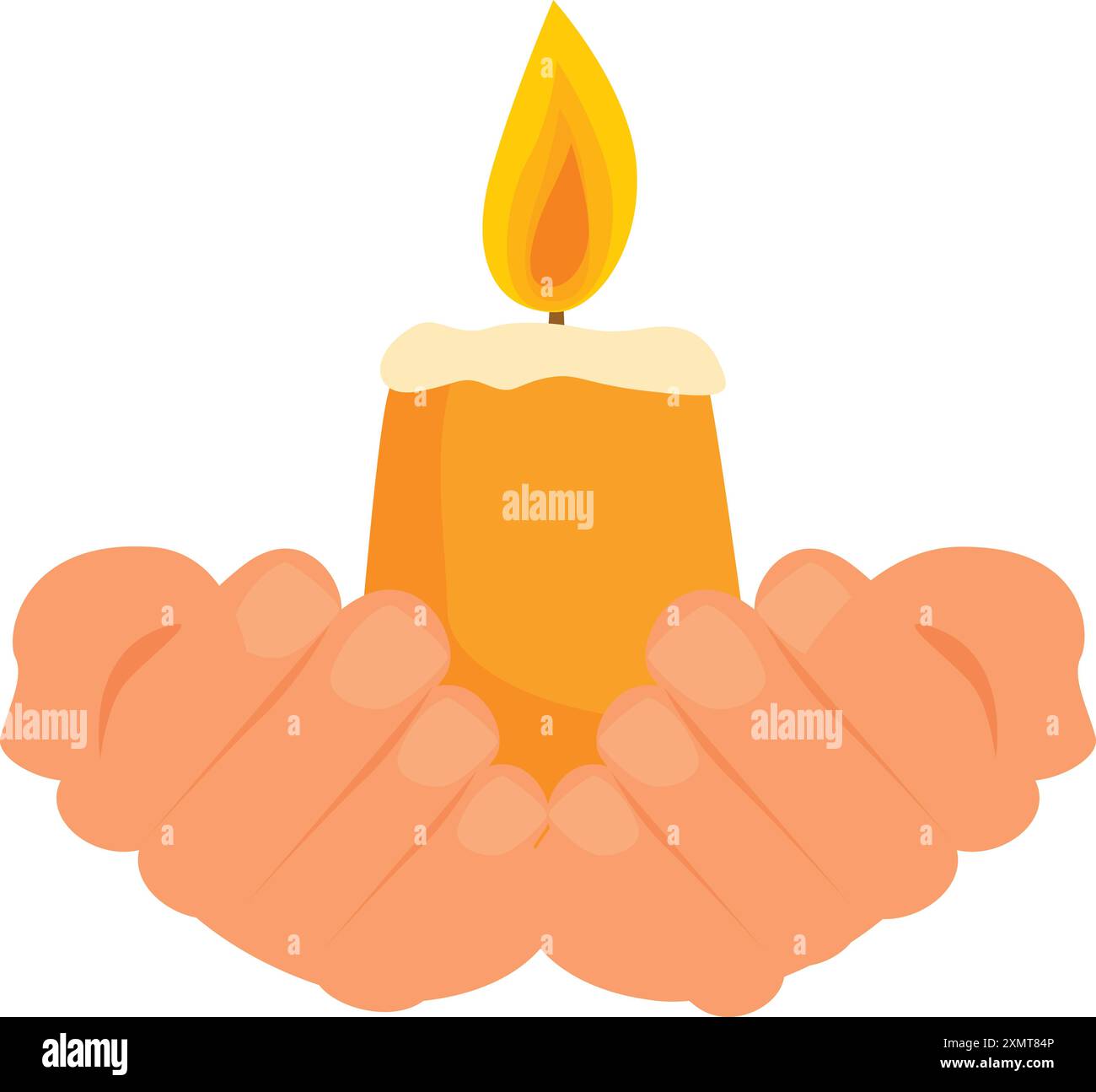 Two hands cupping a burning candle hi-res stock photography and images - Alamy