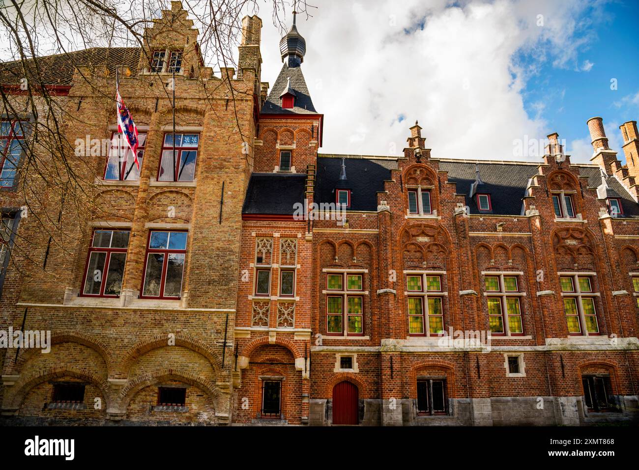 Gothic style brick stepped gable in Bruges, Belgium Stock Photo - Alamy