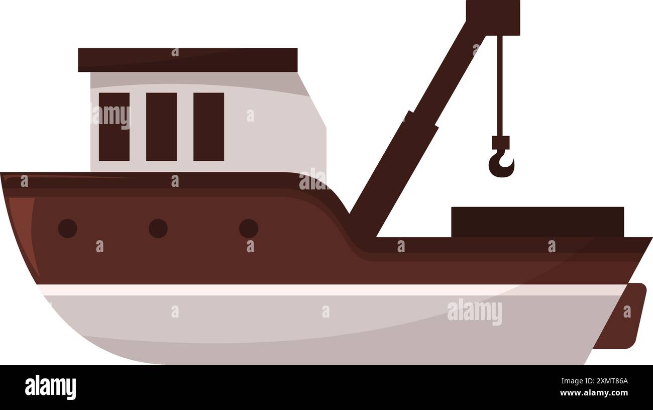 Illustration of a fishing boat floating and waiting for fishermen to go ...