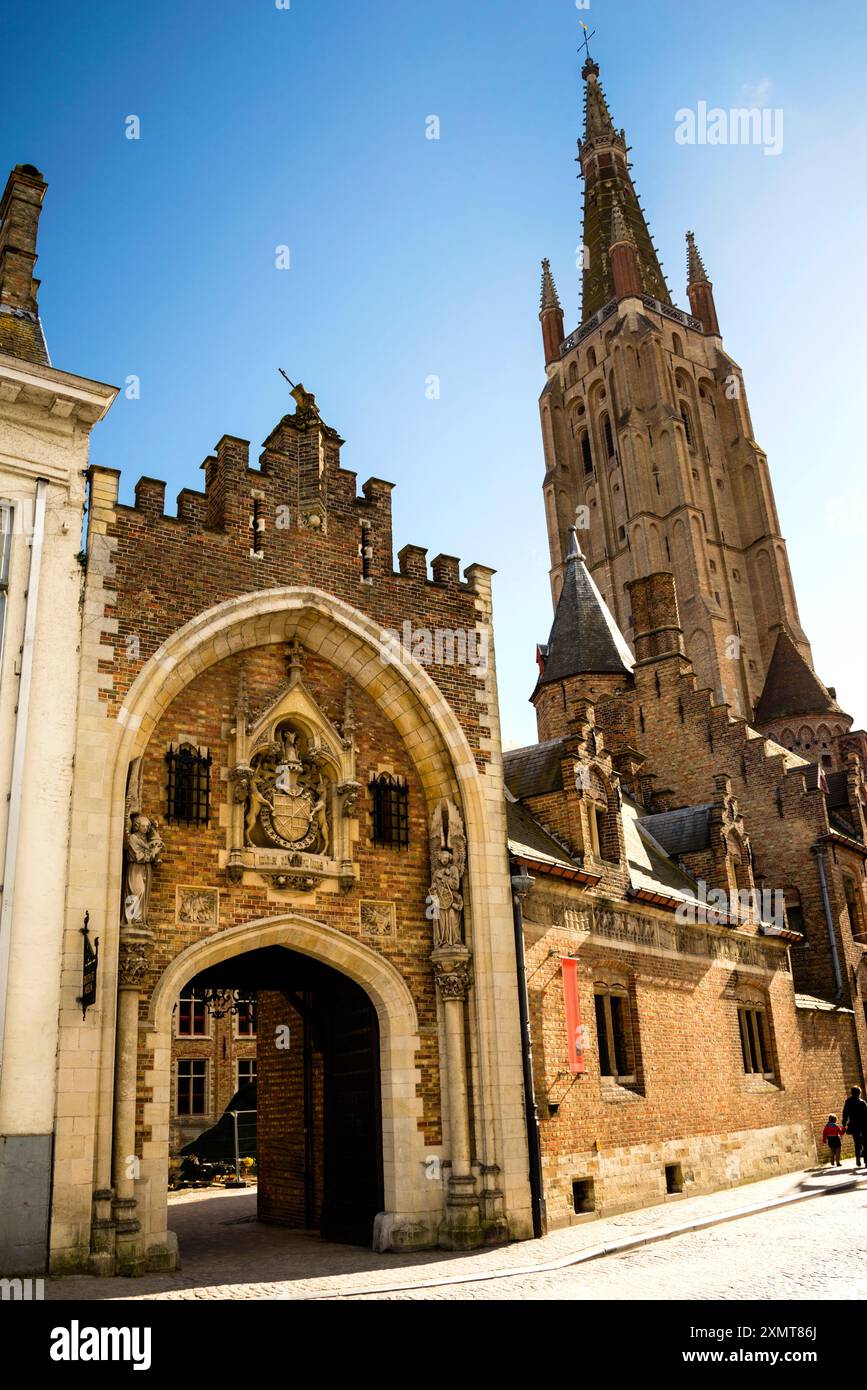 Monumental arched gate and the tallest spire in Belgium belongs to ...