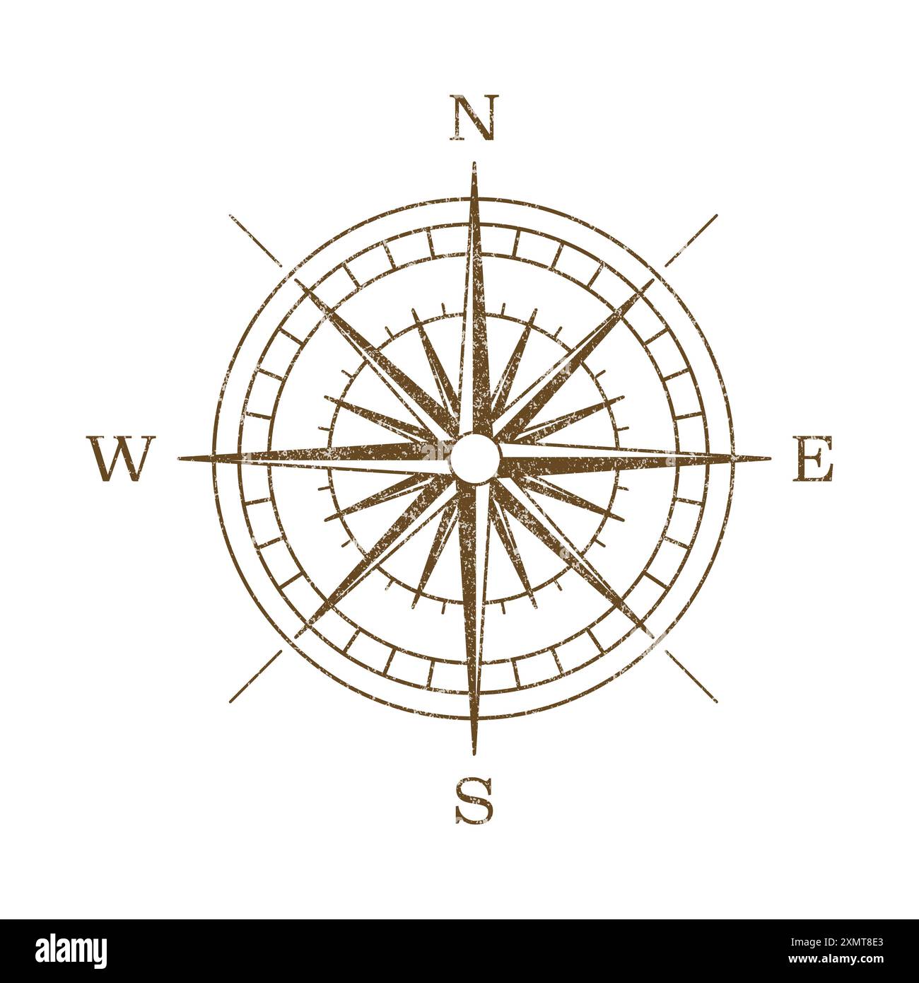 Vector Vintage Wind Rose Symbol, Compass Icon Closeup, Isolated Stock ...