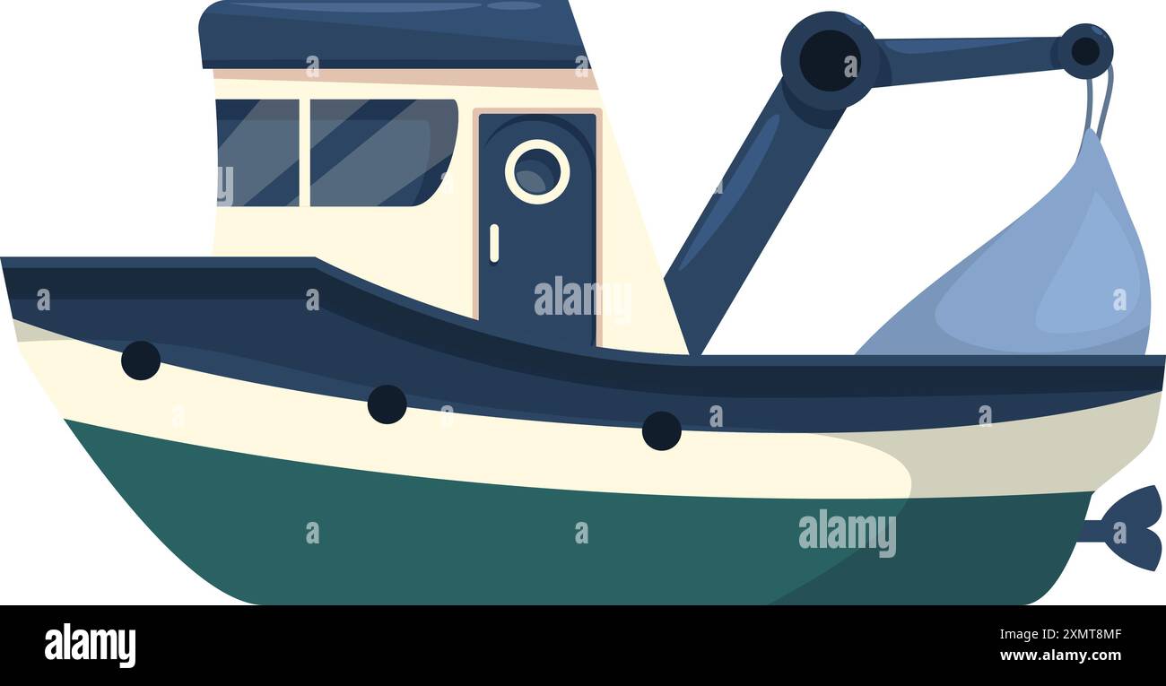 Small fishing boat lifting net full of fish, commercial fishing in the ...