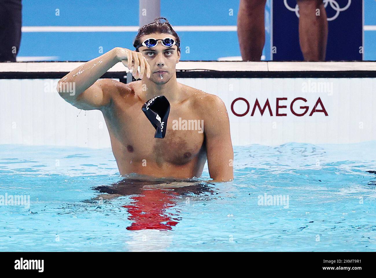 Paris, France. 29th July, 2024. Thomas Ceccon of Italy reacts after the ...