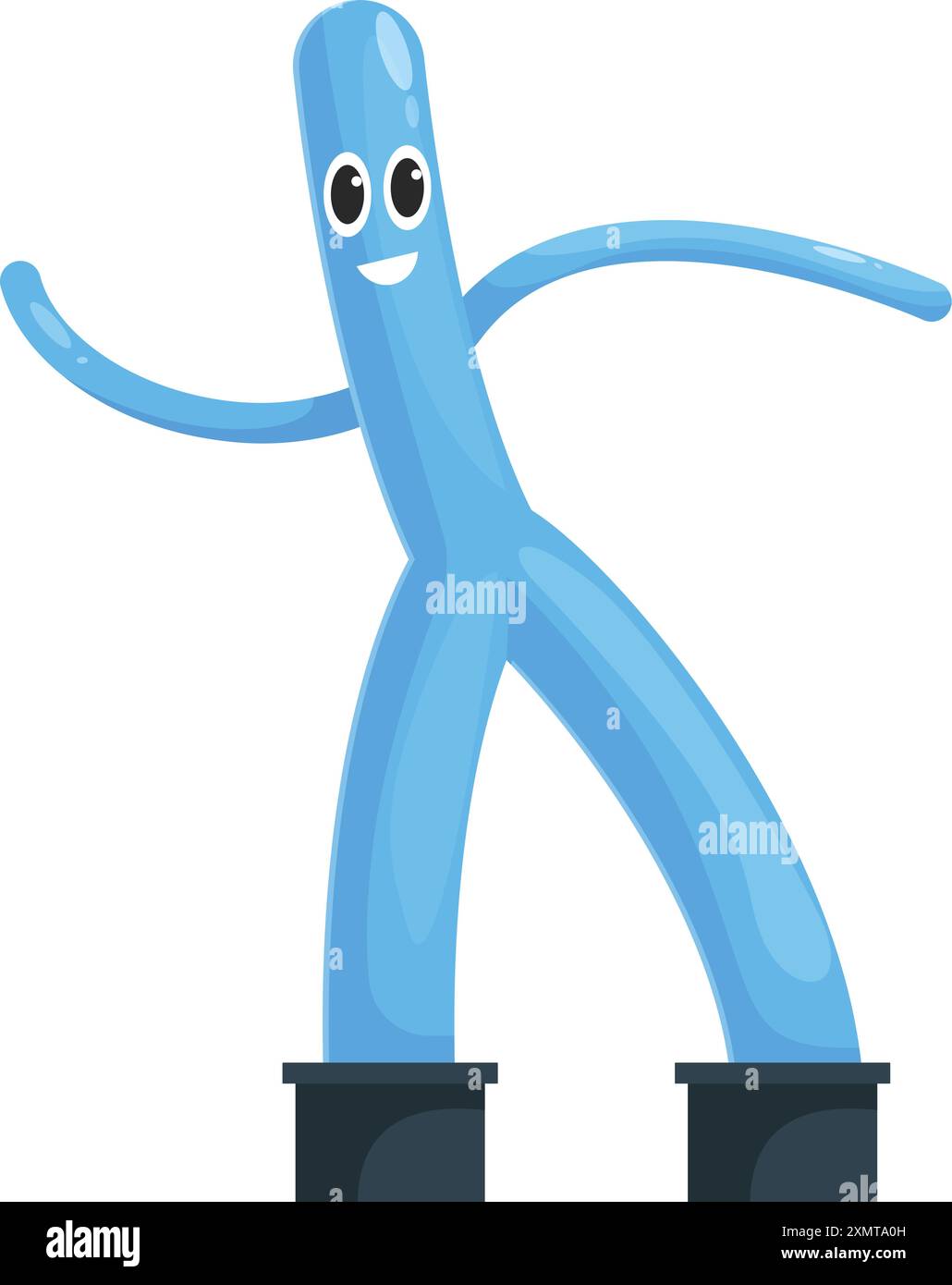 Smiling blue wacky waving inflatable tube man dancing on white ...
