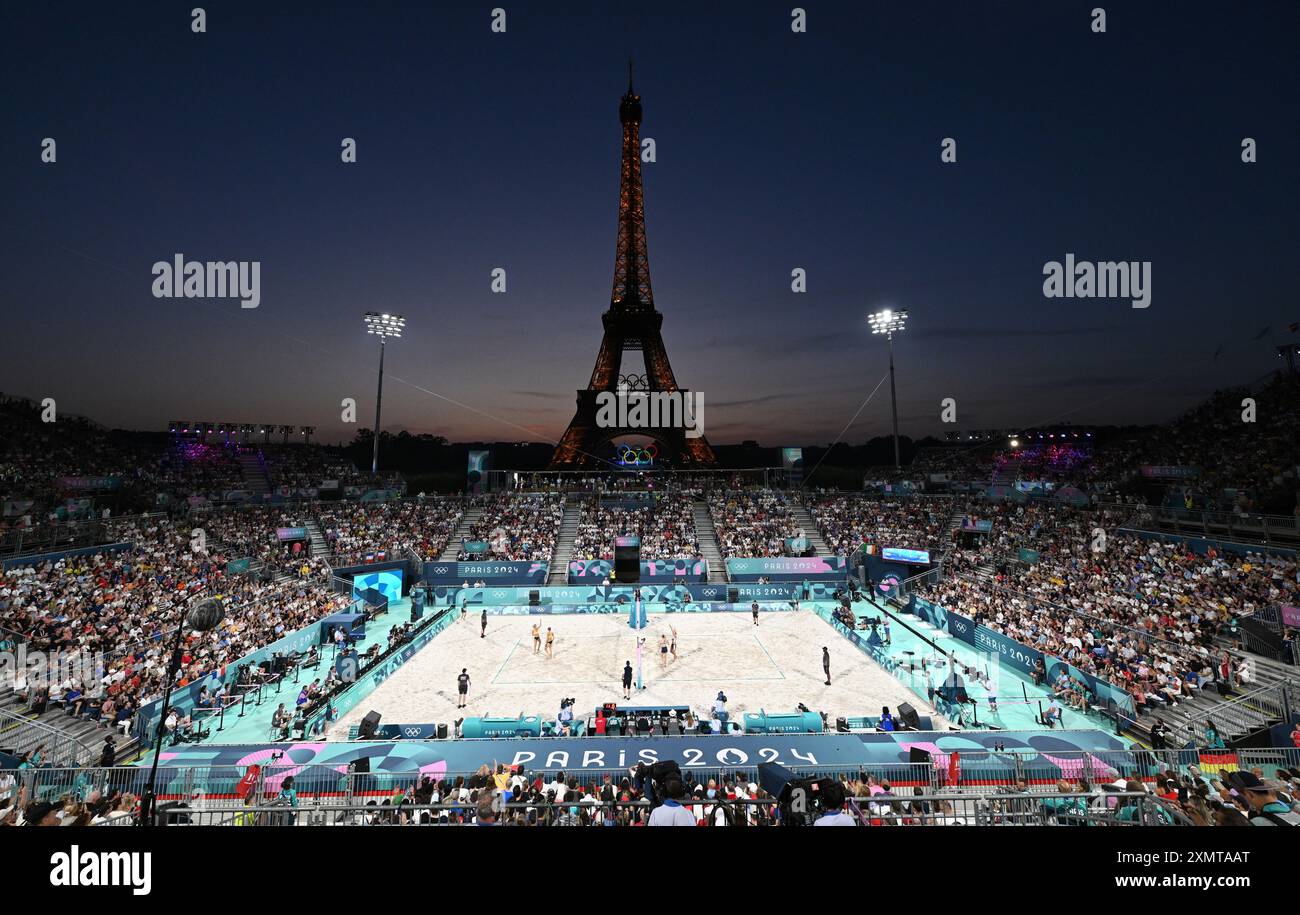 Paris, France. 29th July, 2024. Olympics, Paris 2024, beach volleyball ...
