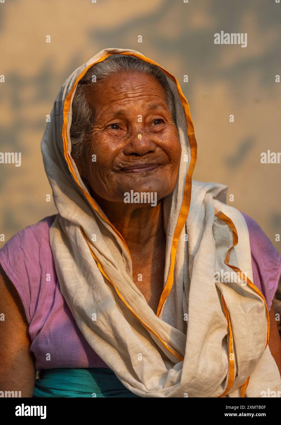 Senior Manipuri tribe woman, Sylhet Division, Sreemangal, Bangladesh ...