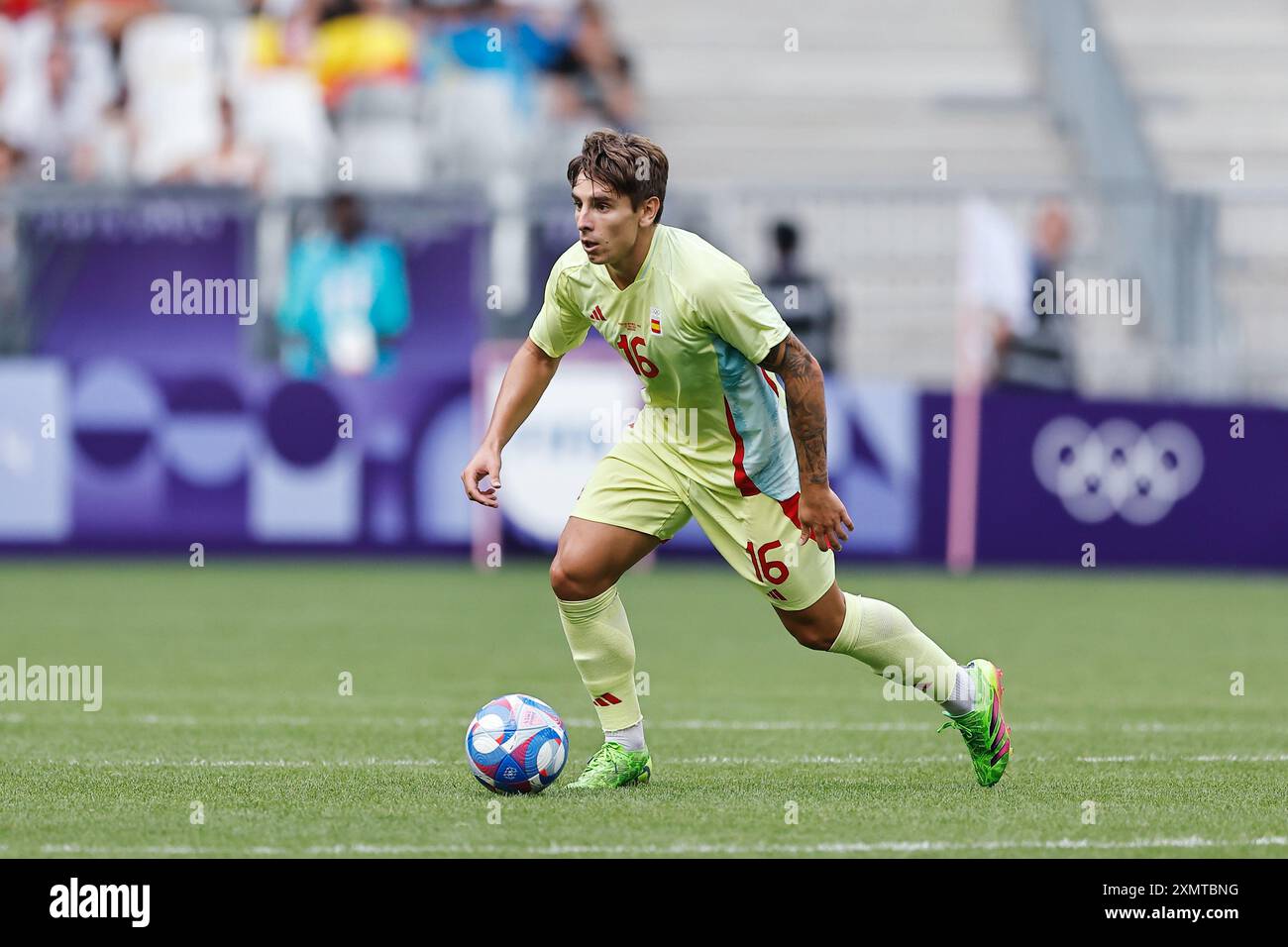 Bordeaux, France. 27th July, 2024. Adrian Bernabe (ESP) Football/Soccer ...