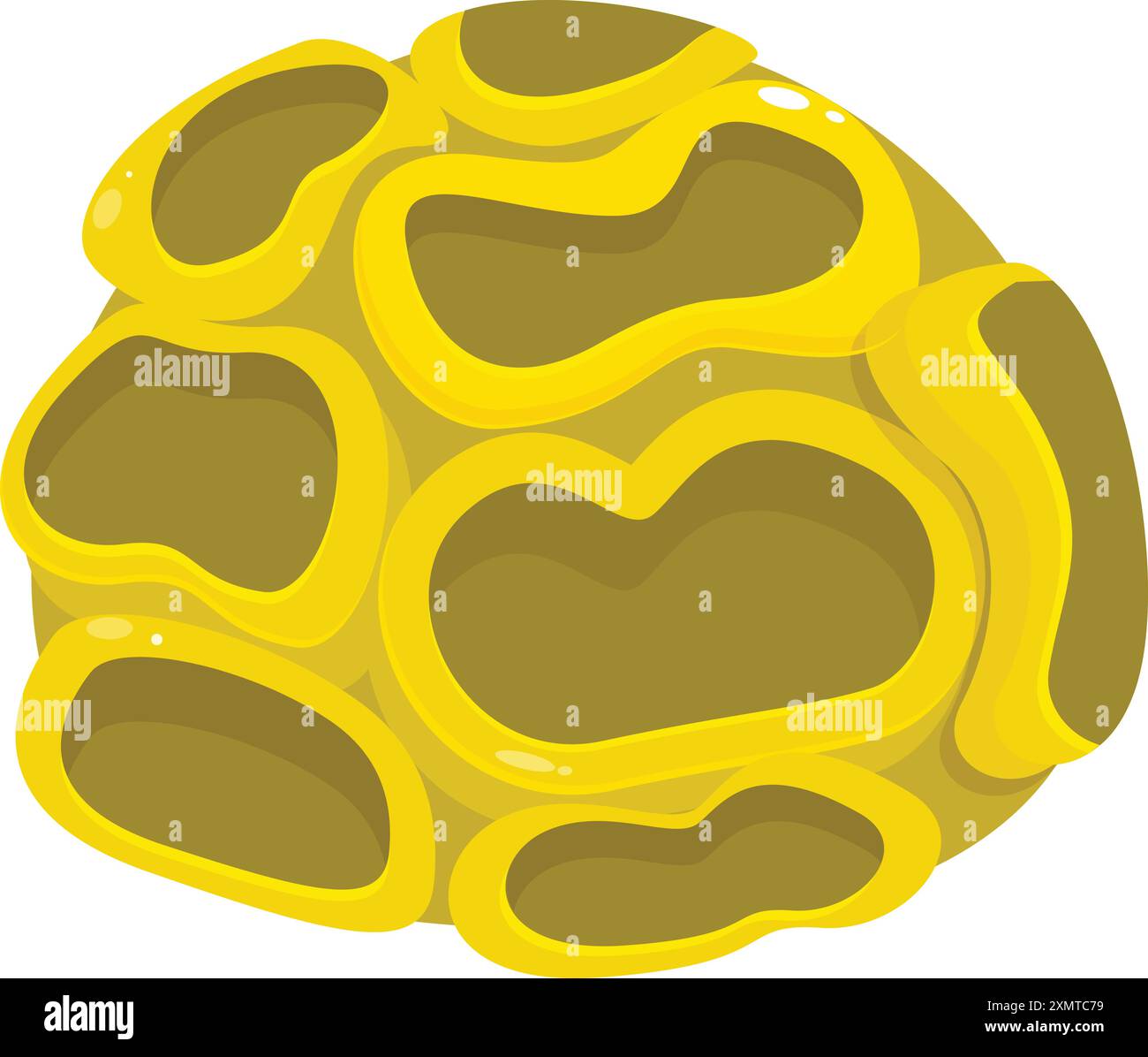 Cartoon yellow porous stone with holes on a white background Stock ...