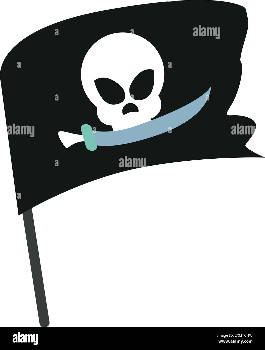 Black pirate flag with a skull and cutlass is waving in the wind Stock ...