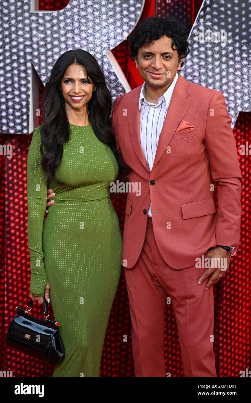 London, UK. July 29th, 2024. Bhavna Vaswani and M. Night Shyamalan arriving at the Trap UK ...