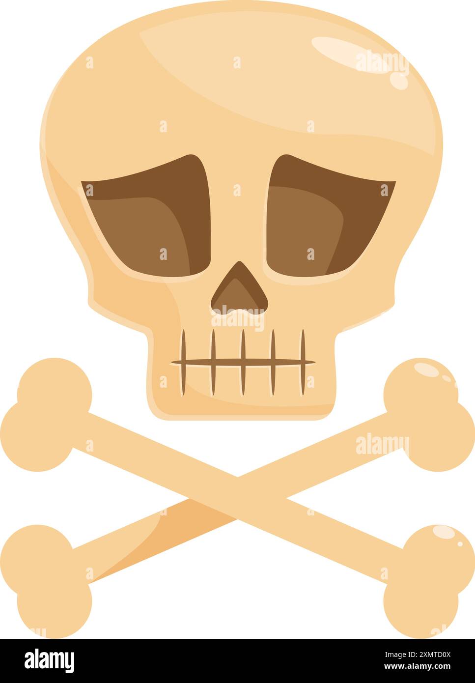 Cartoon skull and crossbones is posing with a sad expression Stock ...