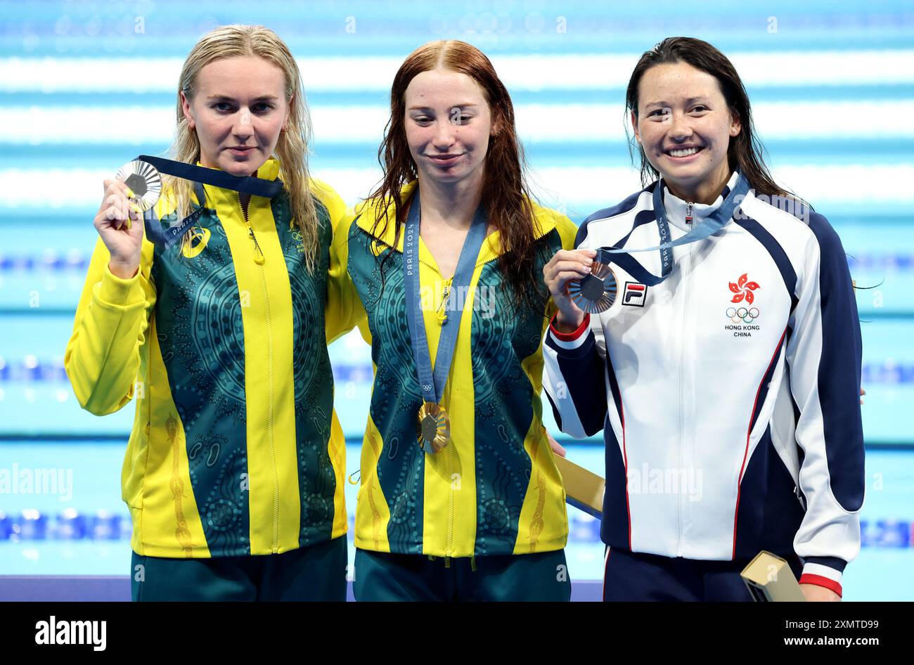 Paris, France. July 29th 2024. (left to right) Silver medalist Australia's Ariarne Titmus, gold ...