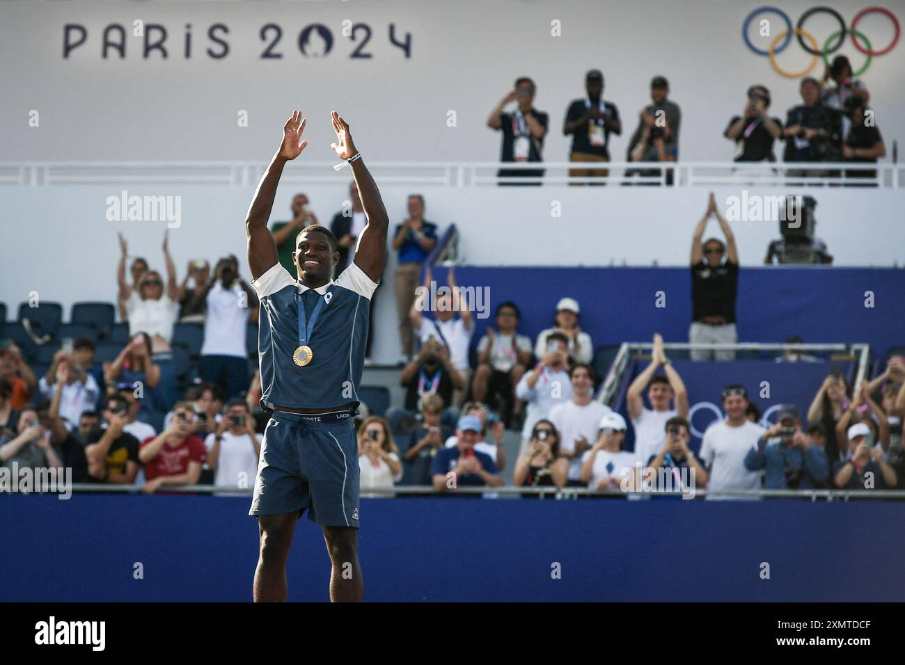 Paris, France. 29th July, 2024. France's golden medalist rugby team ...