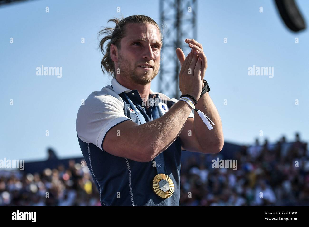 Paris, France. 29th July, 2024. France's golden medalist rugby team ...