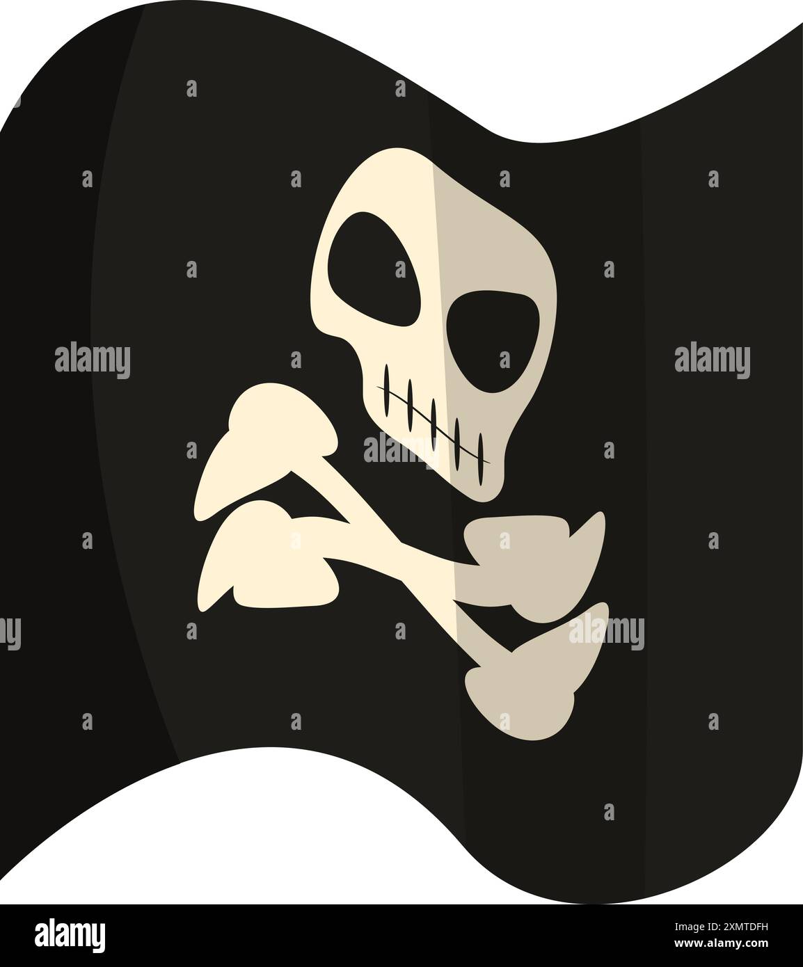 Black pirate flag waving, with skull and crossbones illustration ...