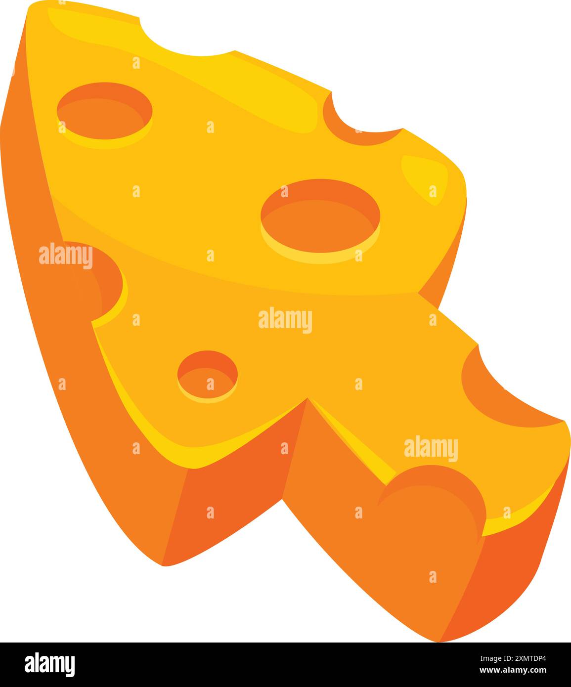 Cartoon cheese wedge with holes pointing right with bite taken out ...
