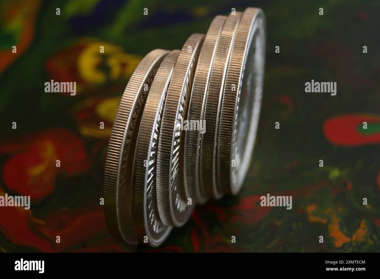 Edges of pure silver investment coins Stock Photo - Alamy