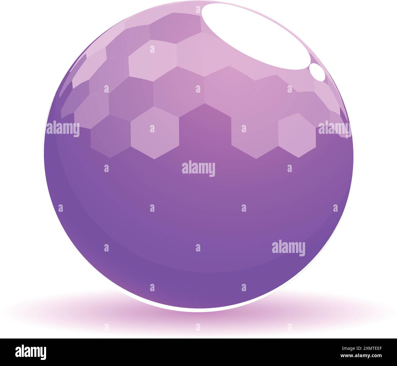 Purple sphere featuring a honeycomb pattern is casting a shadow on a ...