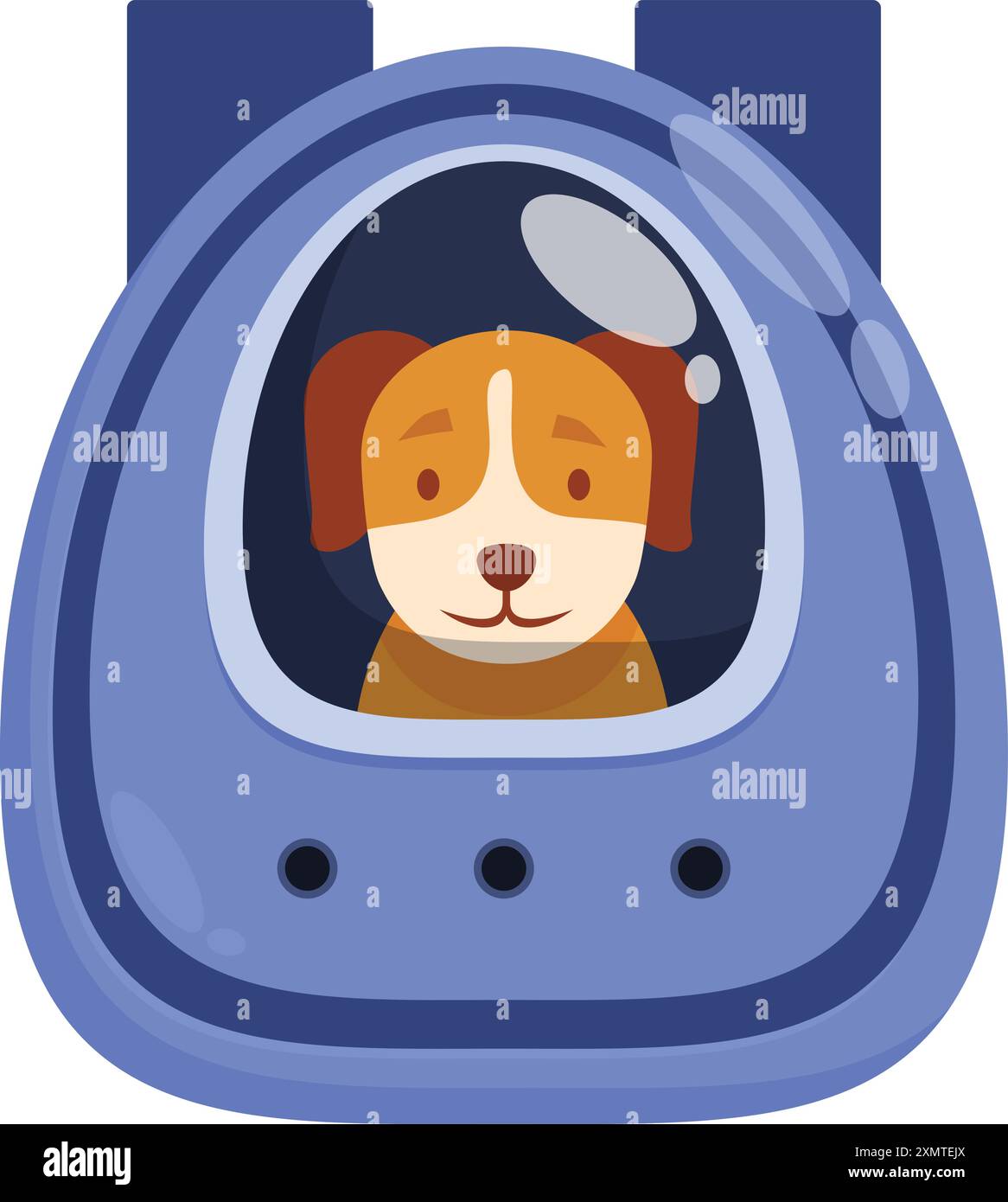 Cartoon illustration of a dog astronaut wearing a spacesuit and sitting ...
