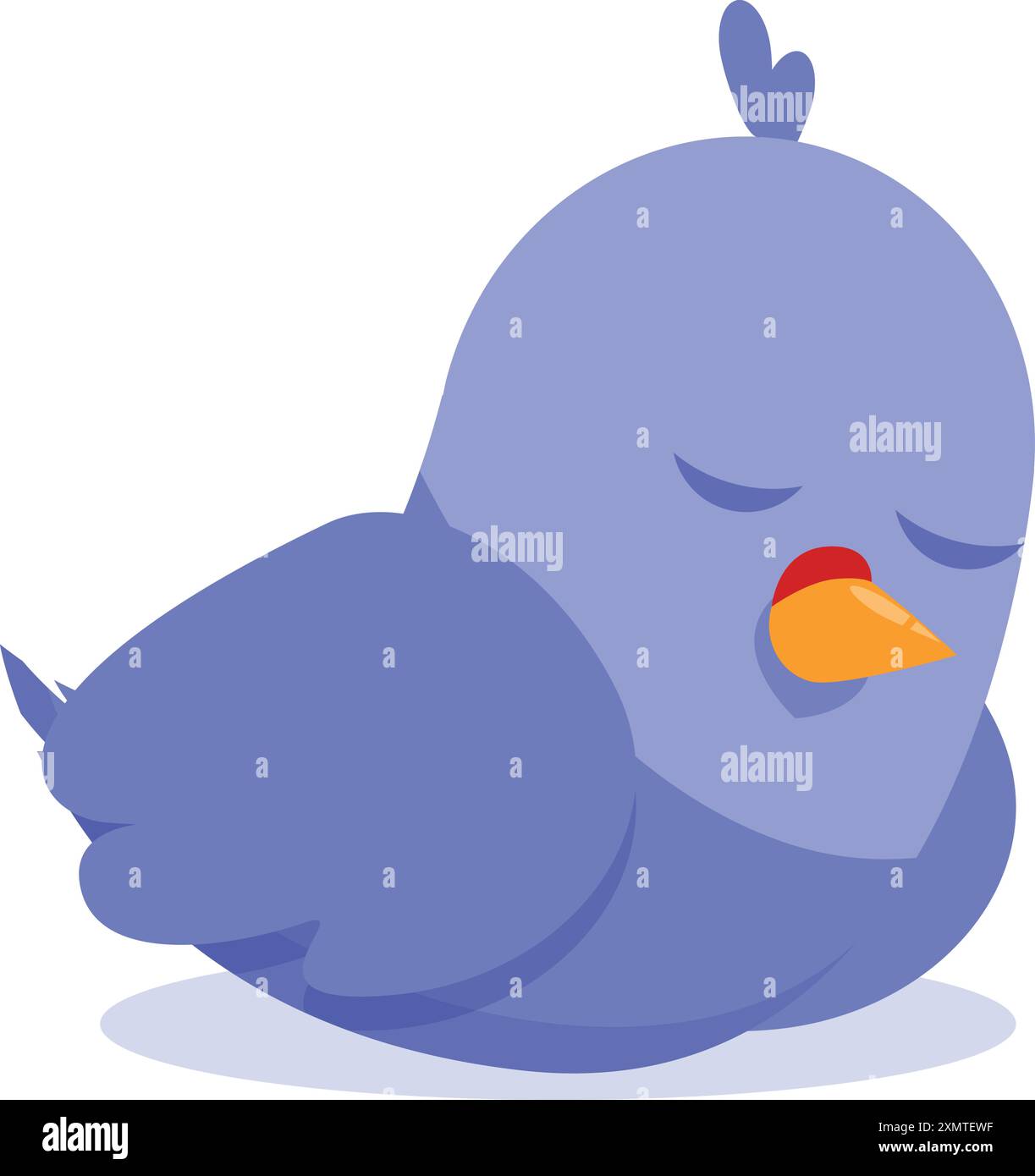 Charming cartoon illustration of a blue bird sleeping soundly hi-res ...