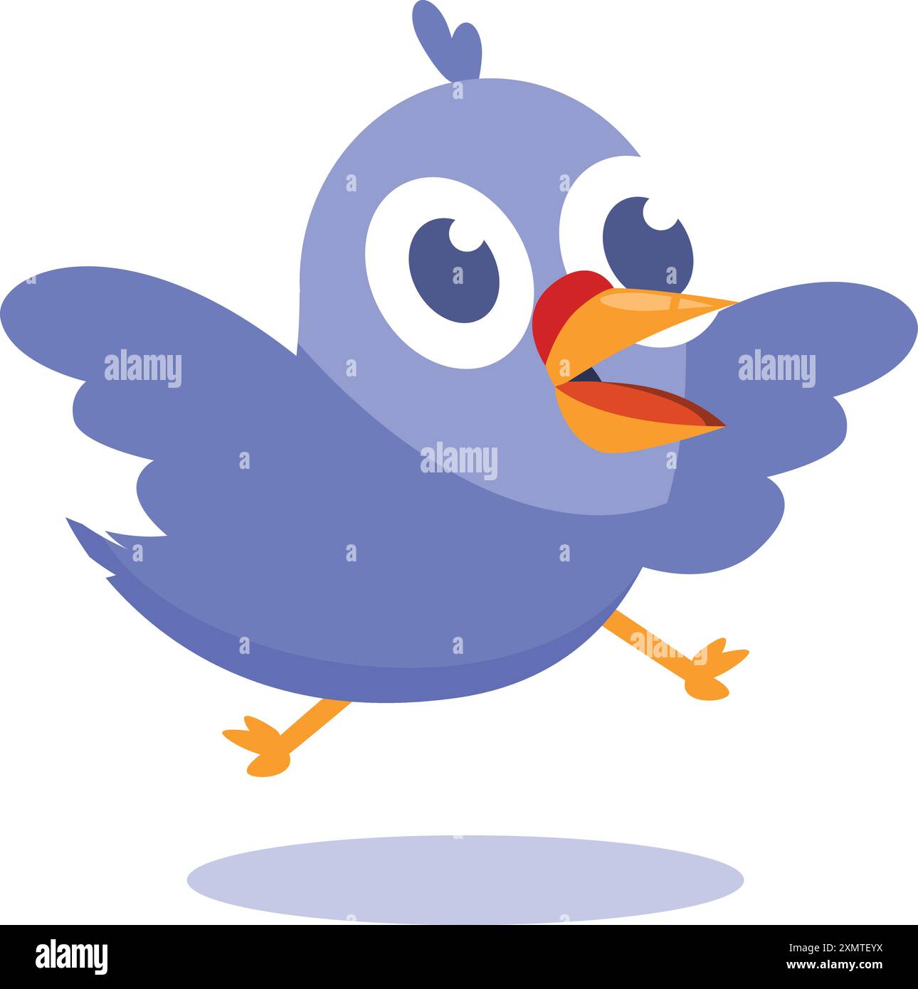 Happy blue cartoon bird character flapping its wings and flying ...