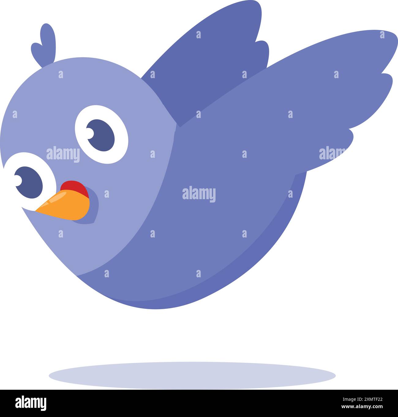 Cartoon blue bird flying with its wings spread out, evoking joy and ...