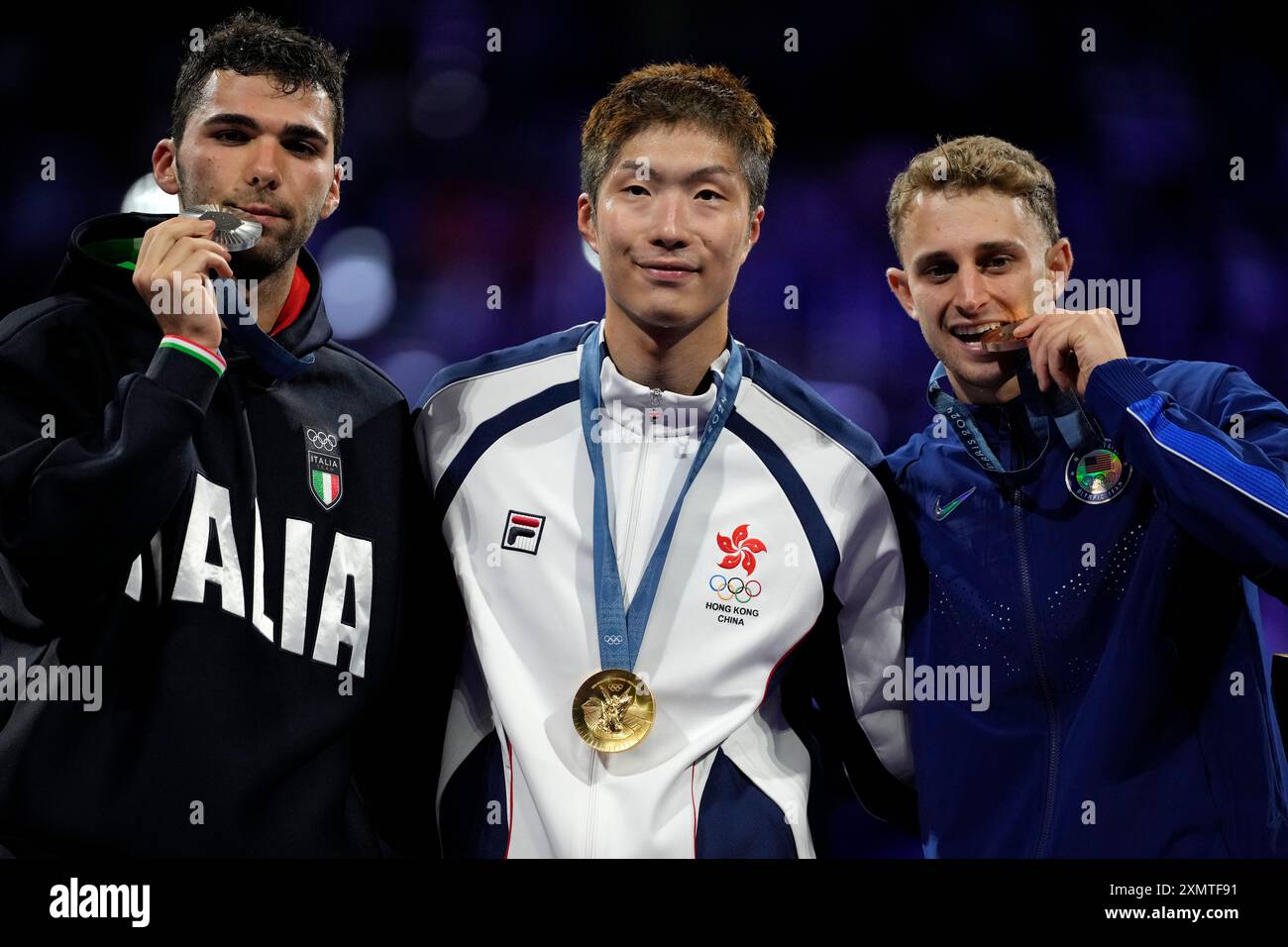 Hong Kong's Cheung Ka long, centre, winner of the gold medal in the men ...