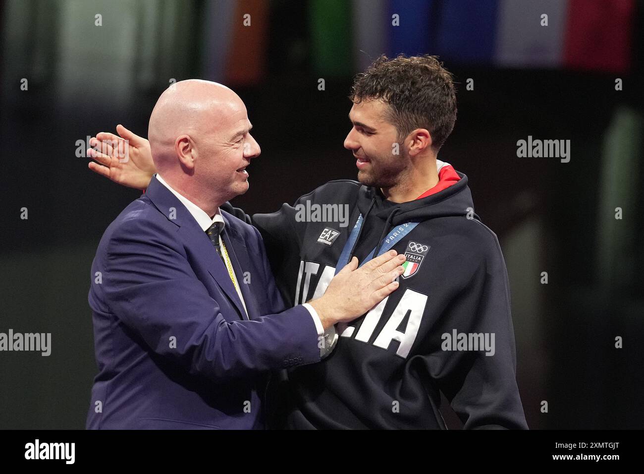 Parigi, France. 29th July, 2024. Filippo Macchi and Gianni Infantino ...