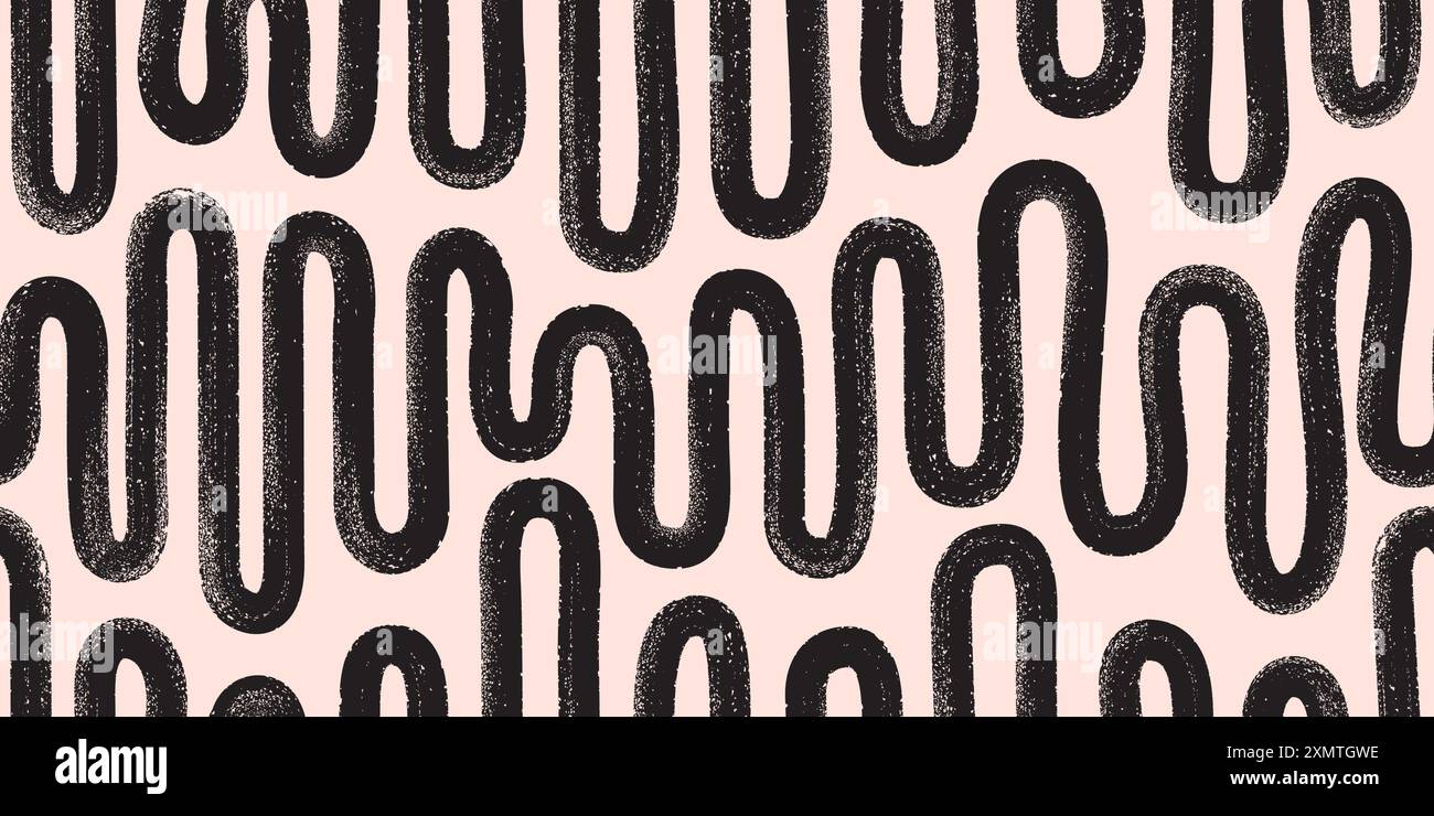 Bold wavy grunge lines. Horizontal black hand drawn brush strokes ...