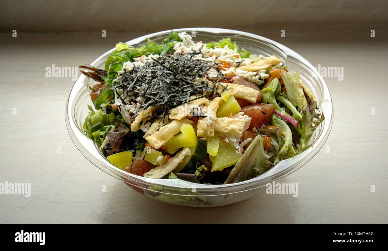 poke bowl isolated close up of hawaiian sushi raw fish dish with ...