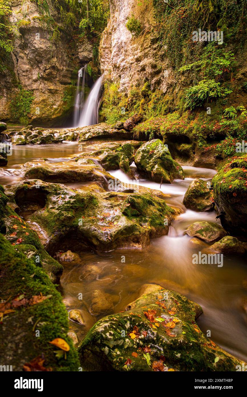Beautiful cascade waterfall falling between hi-res stock photography ...