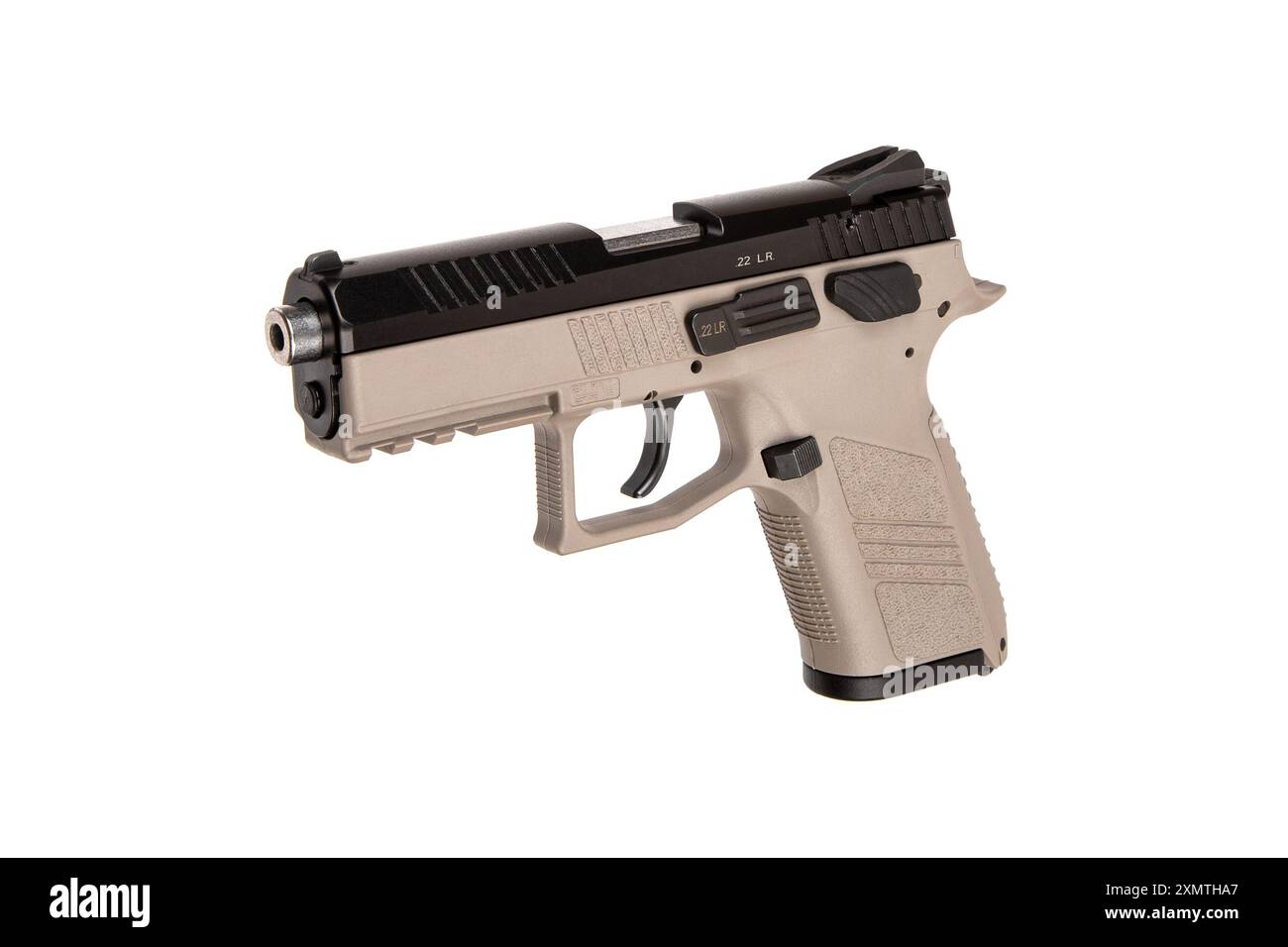 Modern semi-automatic pistol isolate on a white background. Small ...