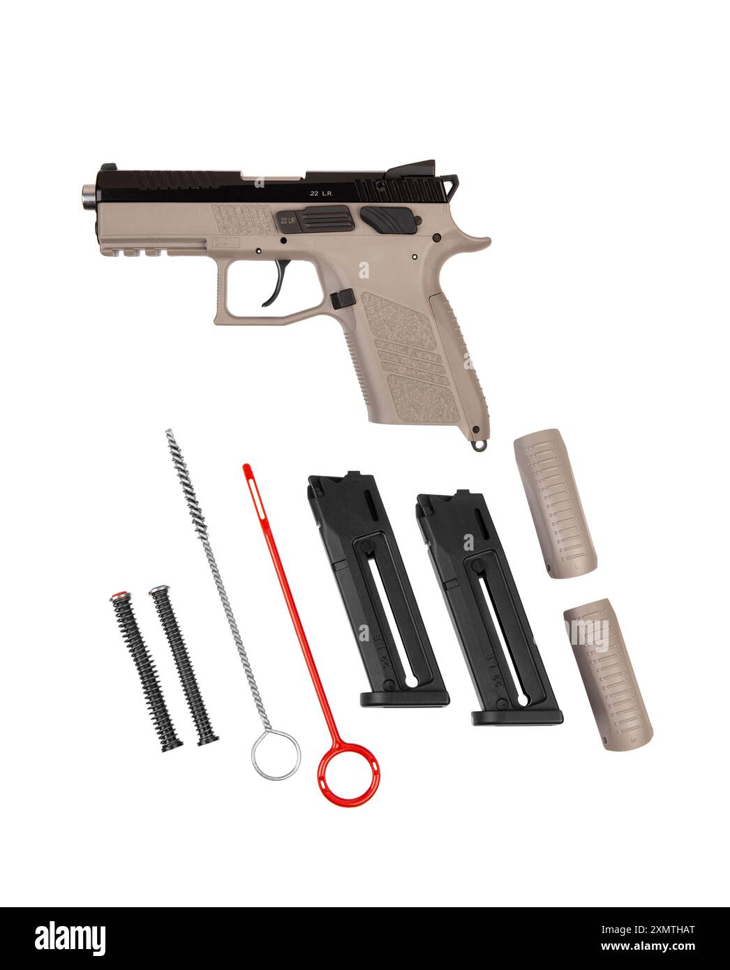 Modern semi-automatic pistol isolate on a white background. Small ...