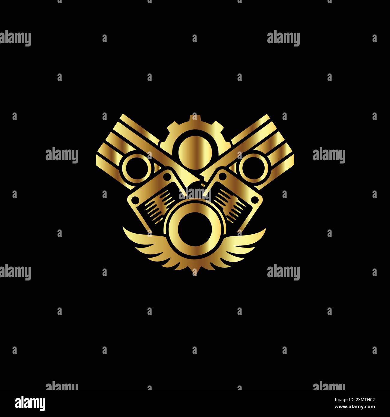 Automotive engine logo design template. Vector illustration on black ...