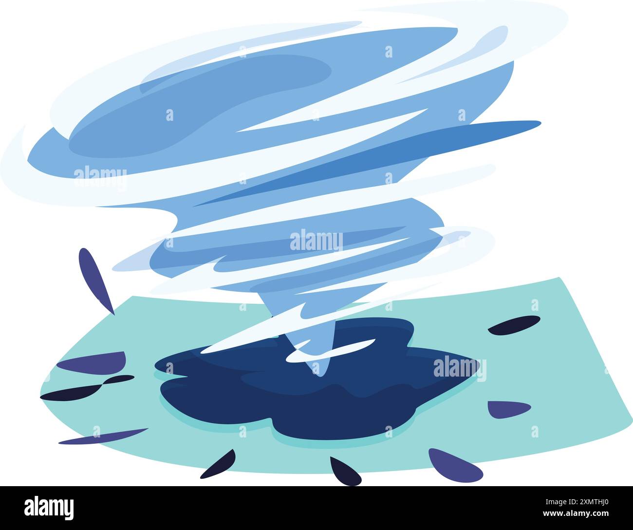 Blue tornado is rotating over land, creating chaos and destruction in ...