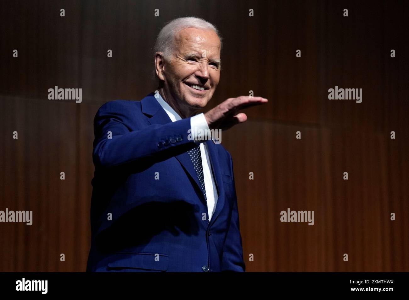 President Joe Biden departs after speaking at an event commemorating ...