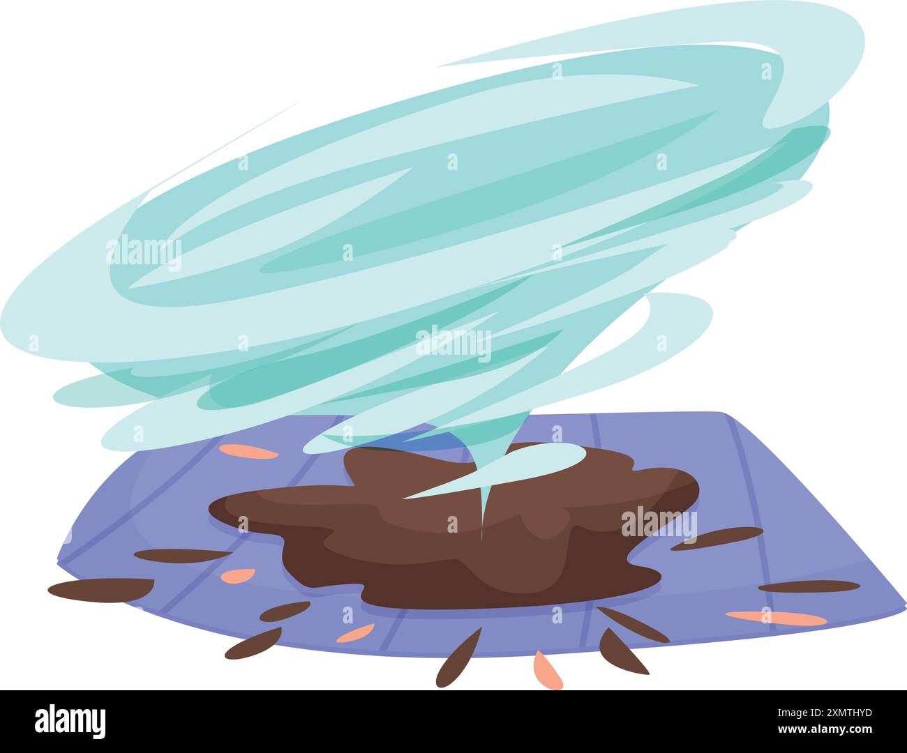 Cartoon illustration of a powerful tornado causing destruction to ...