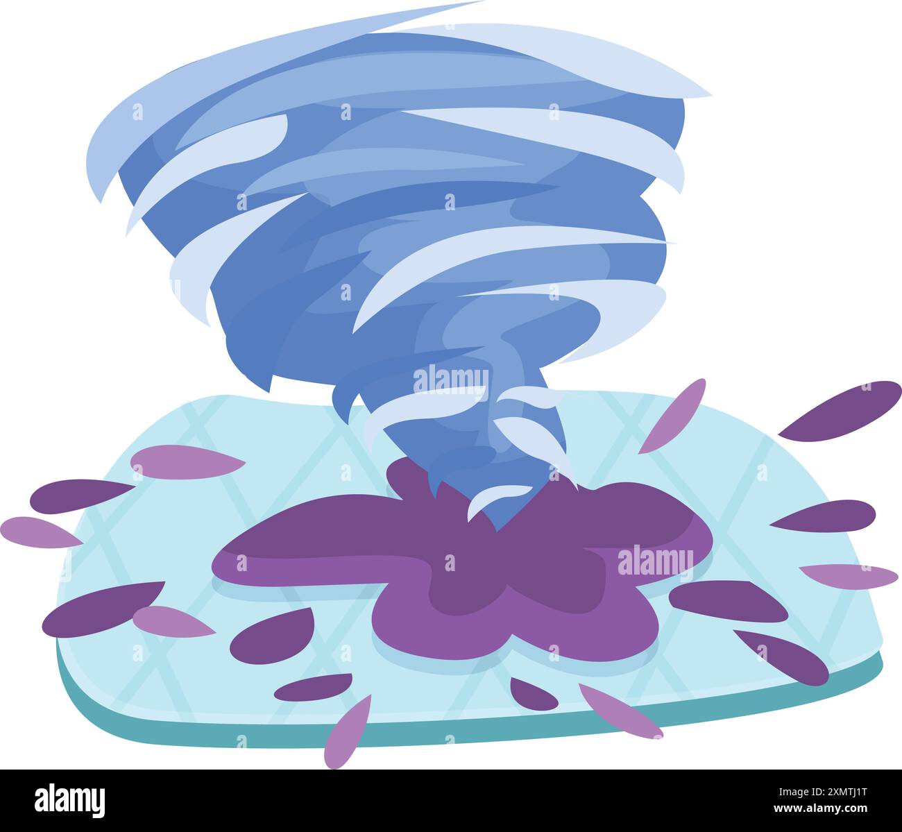 Cartoon illustration of a blue tornado wreaking havoc hi-res stock ...