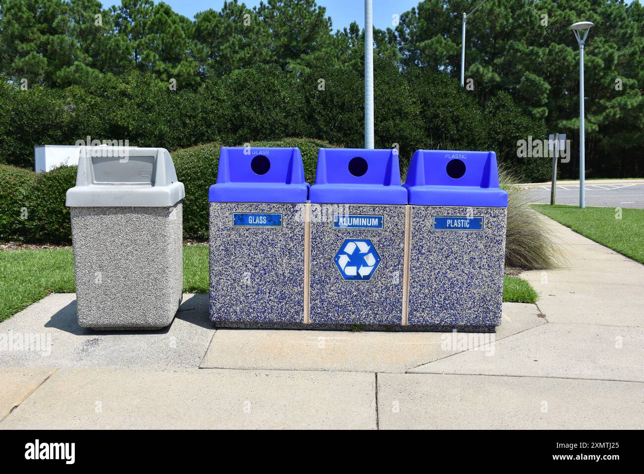 Recycle Bins located at the Outer Banks Welcome center Stock Photo - Alamy