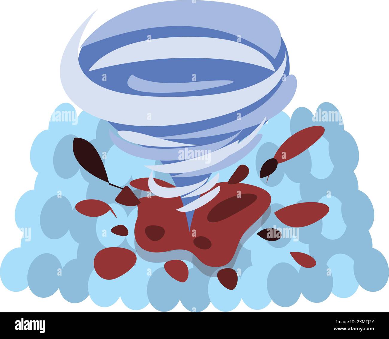 Cartoon illustration of a powerful tornado destroying everything on its ...