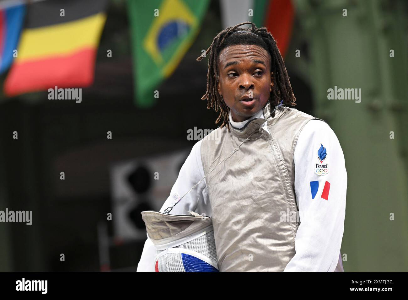 Paris, France. 29th July, 2024. Enzo Lefort (FRA) against Ka Long ...