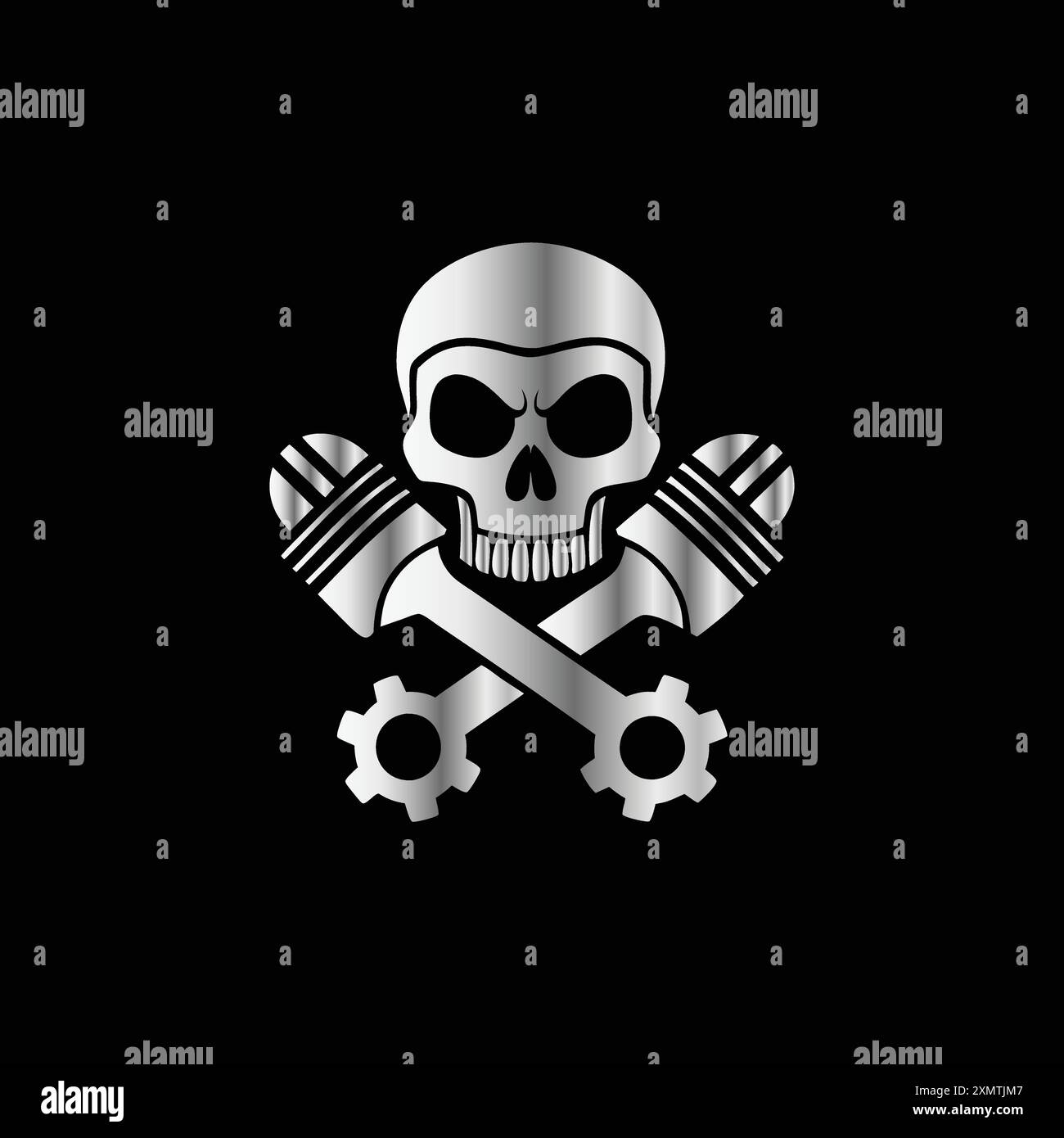 Skull with crossed wrenches. Vector illustration on black background ...