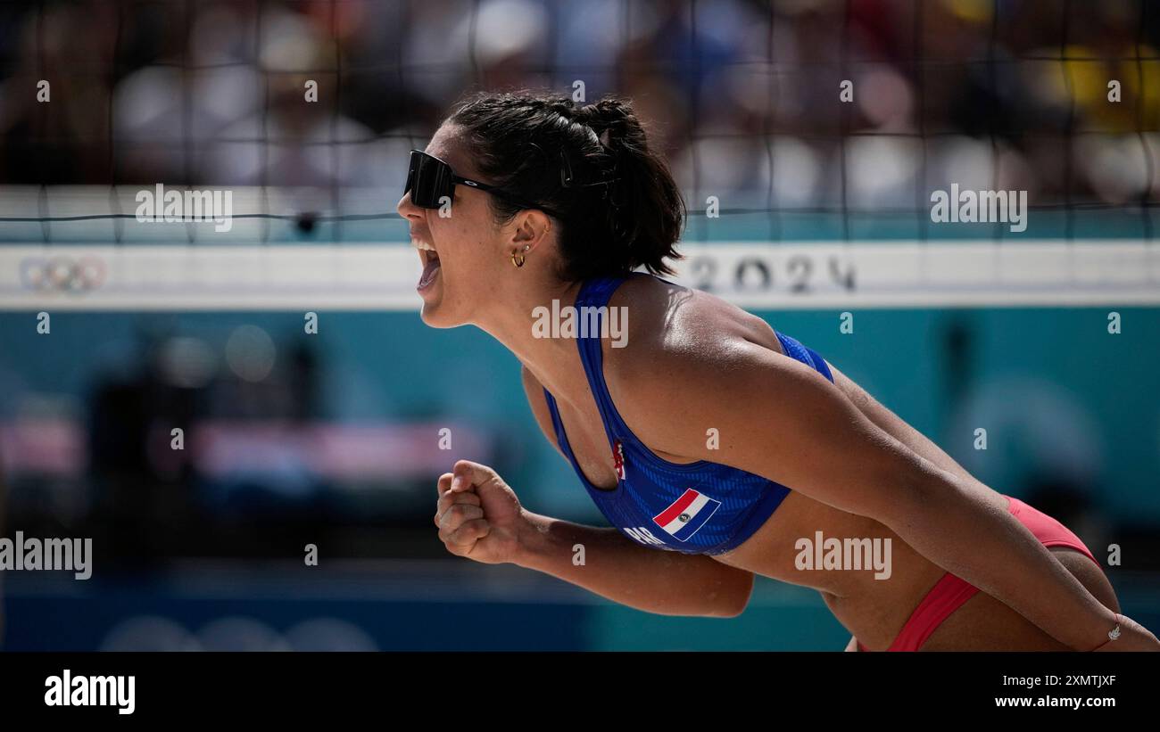 Paraguay's Giuliana Poletti celebrates a point in the women's pool D ...