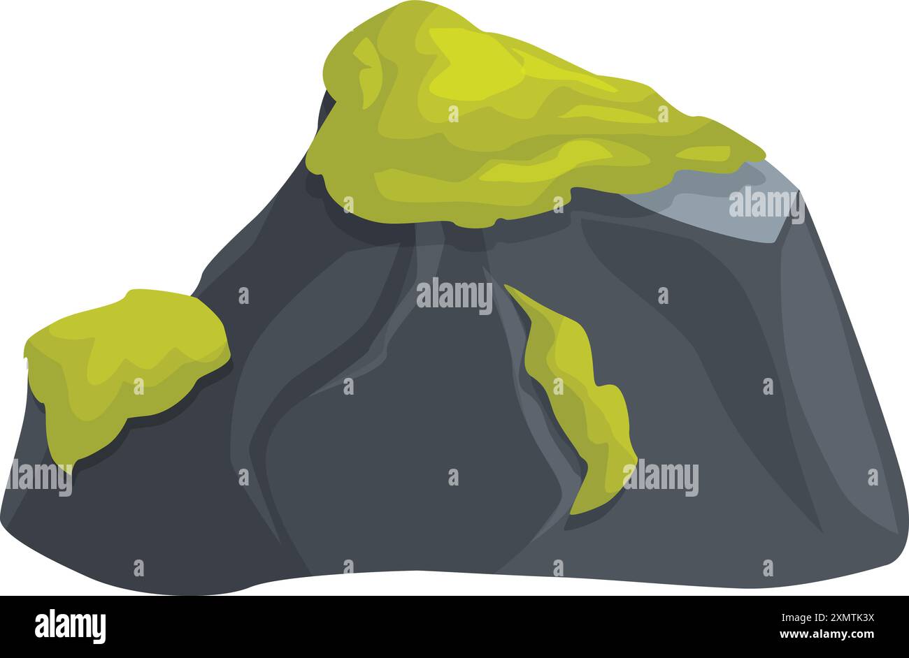 Grey mountain peak with green moss growing on its slopes, isolated ...