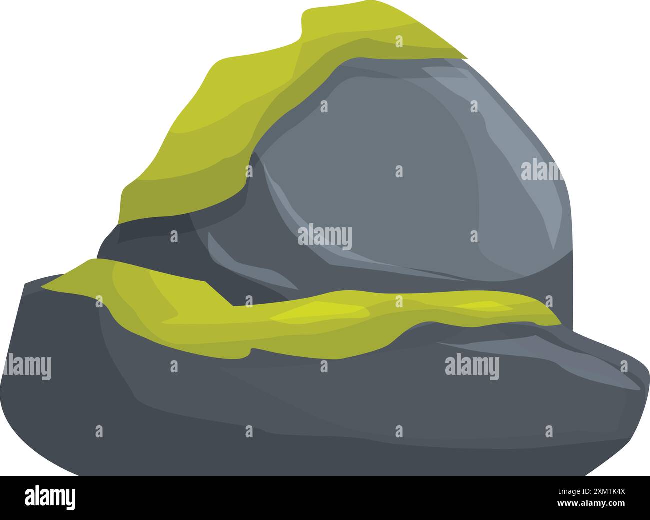 Large grey rock formation with bright green moss growing on it Stock ...