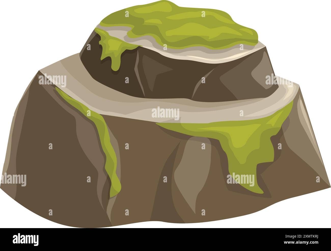 Large rock is covered with patches of green moss Stock Vector Image ...